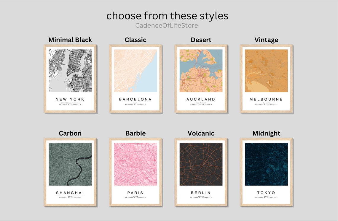 Set of 3 Custom Maps, Our Story Map Set, Where We Met Map, First Date ...