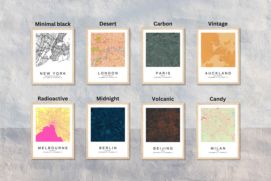 Set of 3 Custom Maps, Our Story Map Set, Where We Met Map, First Date ...