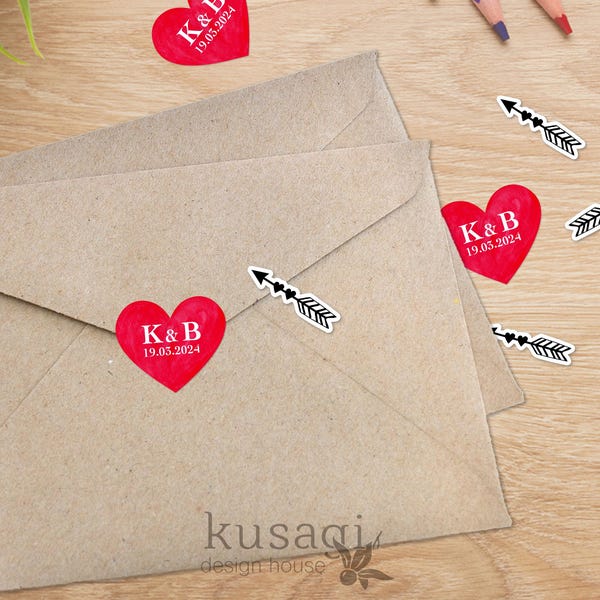 Heart Envelope Wedding Stickers - Etsy