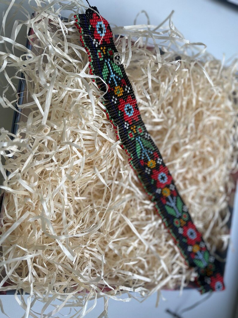Ukrainian Sylyanka Necklace, Black Seed Bead Collar, Handmade - Etsy
