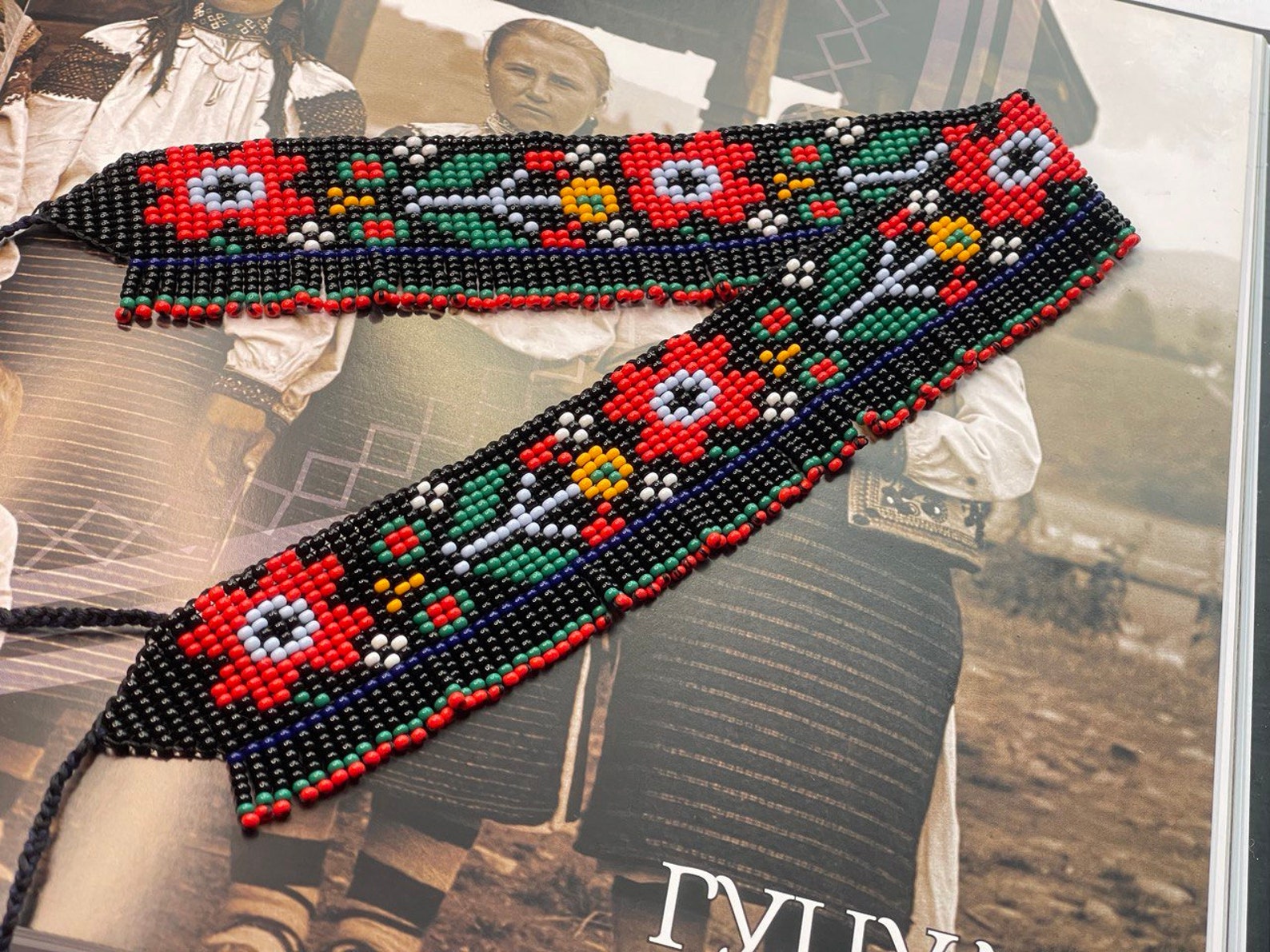 Ukrainian Sylyanka Black Seed Bead Necklace Beaded Collar Czech ...