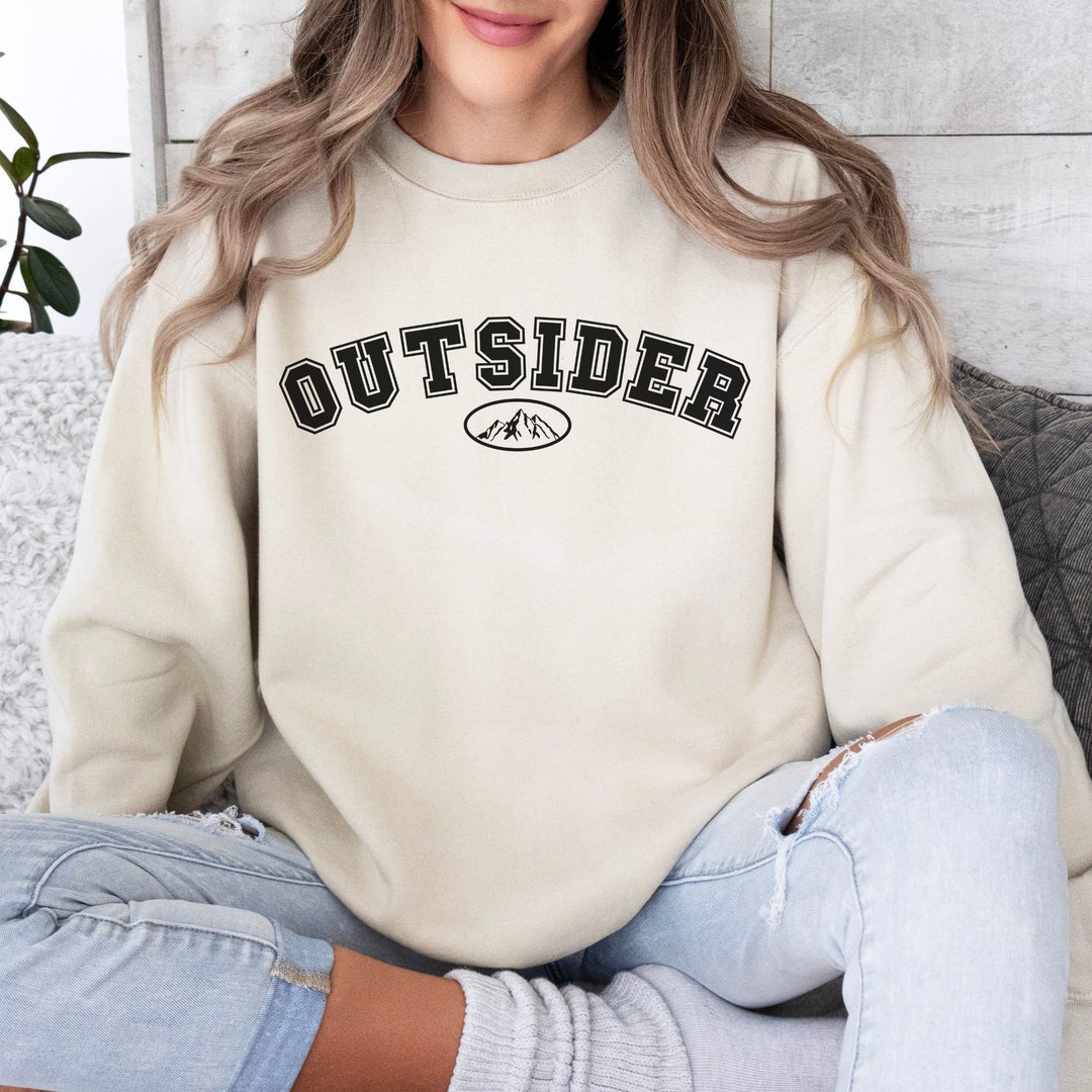 Outsider Sweatshirt, Varsity Font Outdoors Sweater, Nature Lover Shirt ...