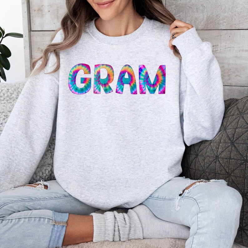 Gram Sweatshirt, Gift for Gram, Tie Dye Gram Sweater, Hippie Grandma ...