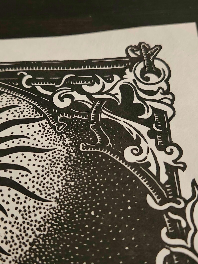 Linocut Print "the Lich" Hand Carved Hand Printed Undead Wizard ...