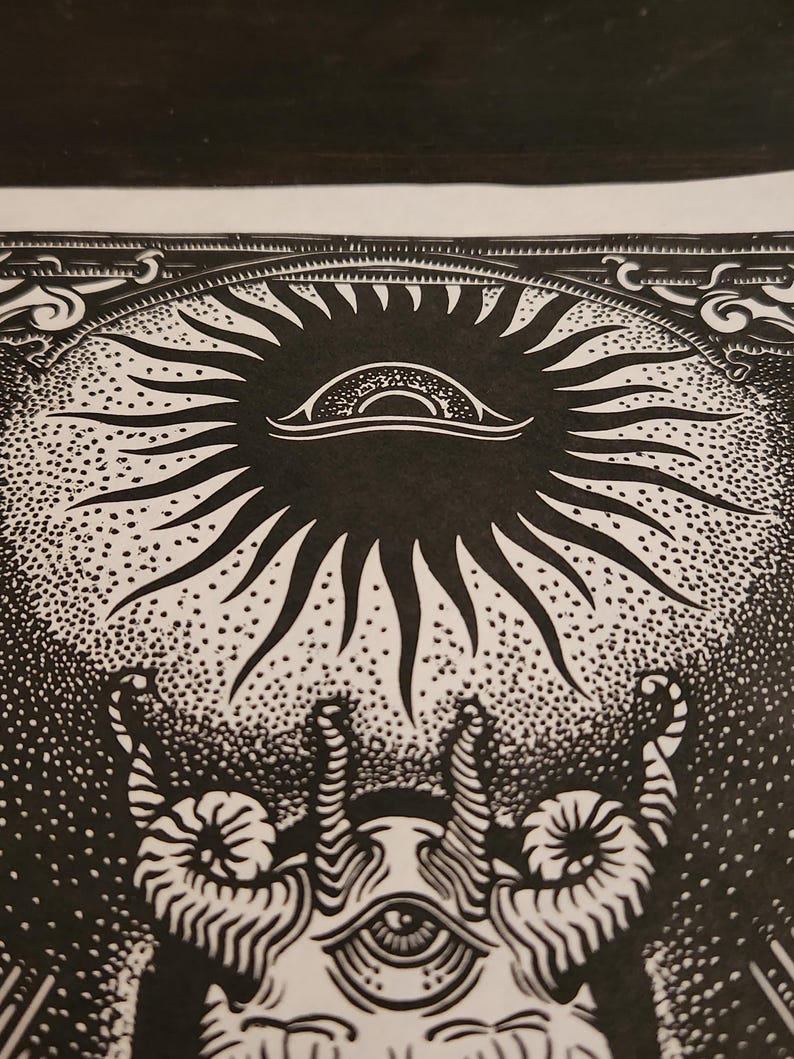 Linocut Print "the Lich" Hand Carved Hand Printed Undead Wizard ...