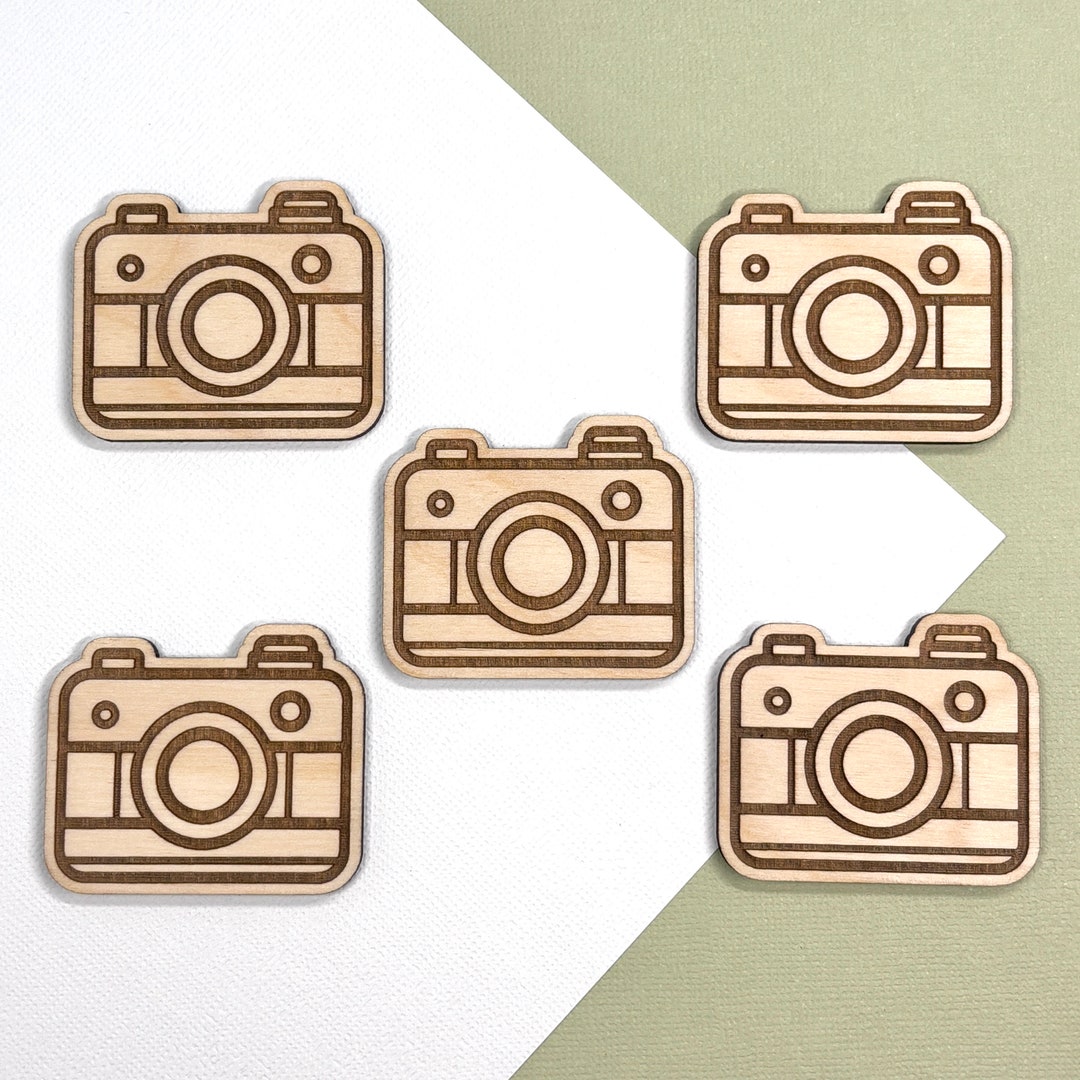 Engraved 2 CAMERA SHAPES Unfinished Wood Blanks, 1/8 Thick Wood, Set ...