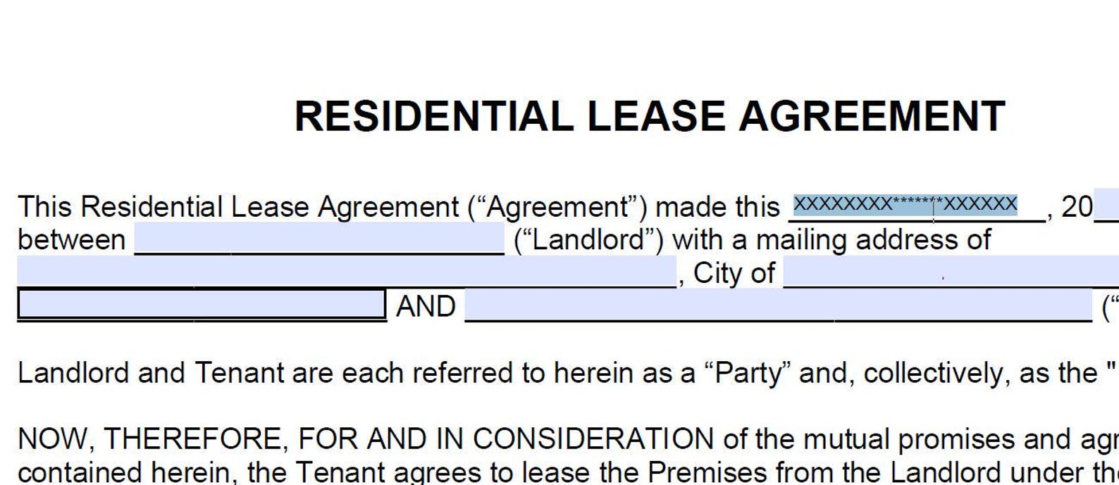 Residential Lease Agreement Template - Editable PDF for Landlords ...