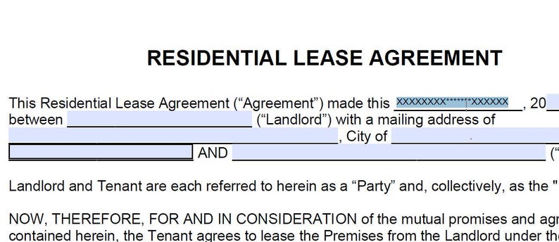 Residential Lease Agreement Template - Editable PDF for Landlords ...