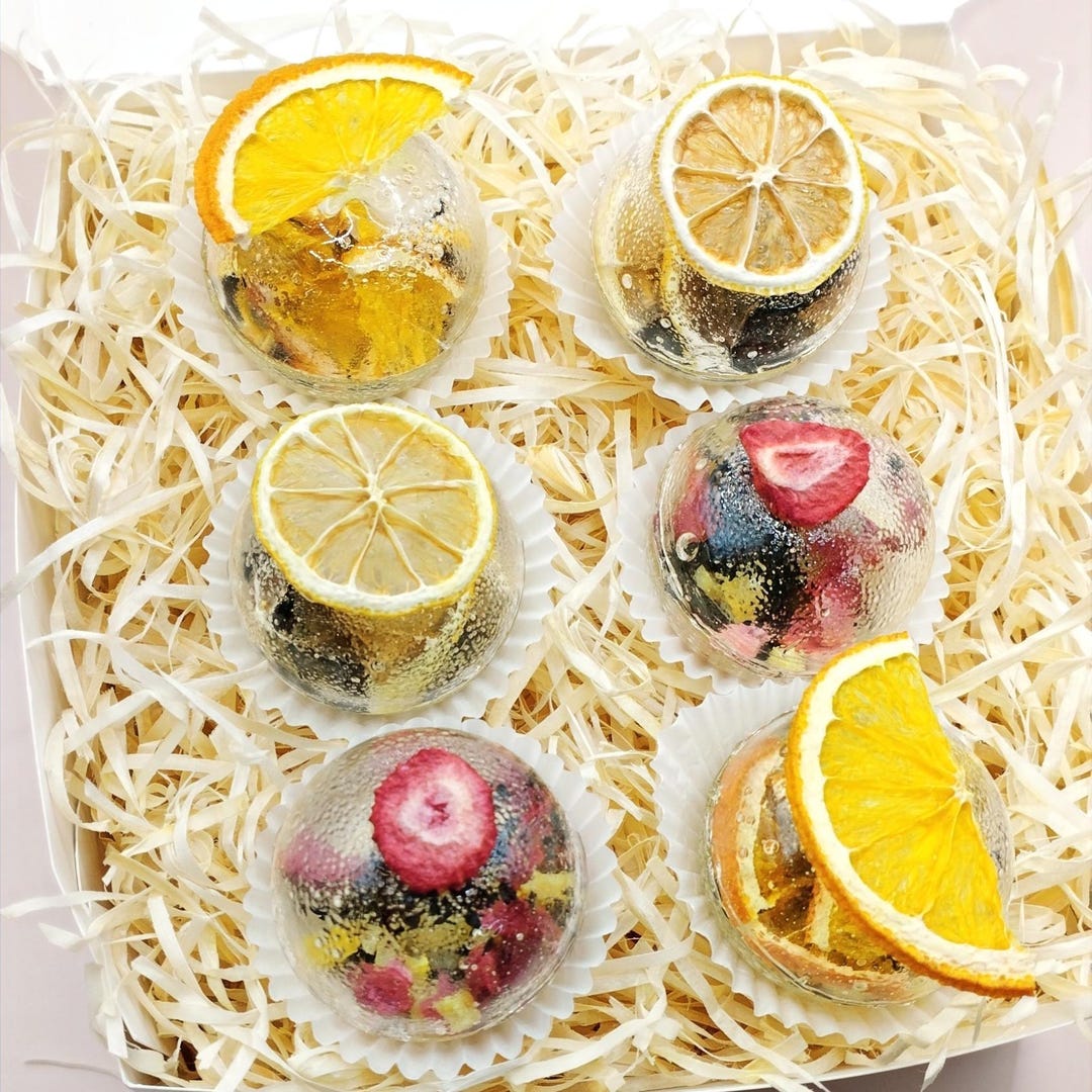 Set of Handmade Tea Bombs in Isomalt Sphere "strawberry of the ...