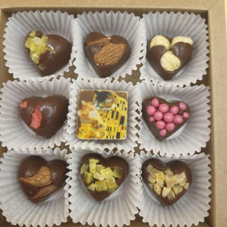 Chocolate Hearts Gift Box | 9 Handmade Chocolates | Romantic Spring ...
