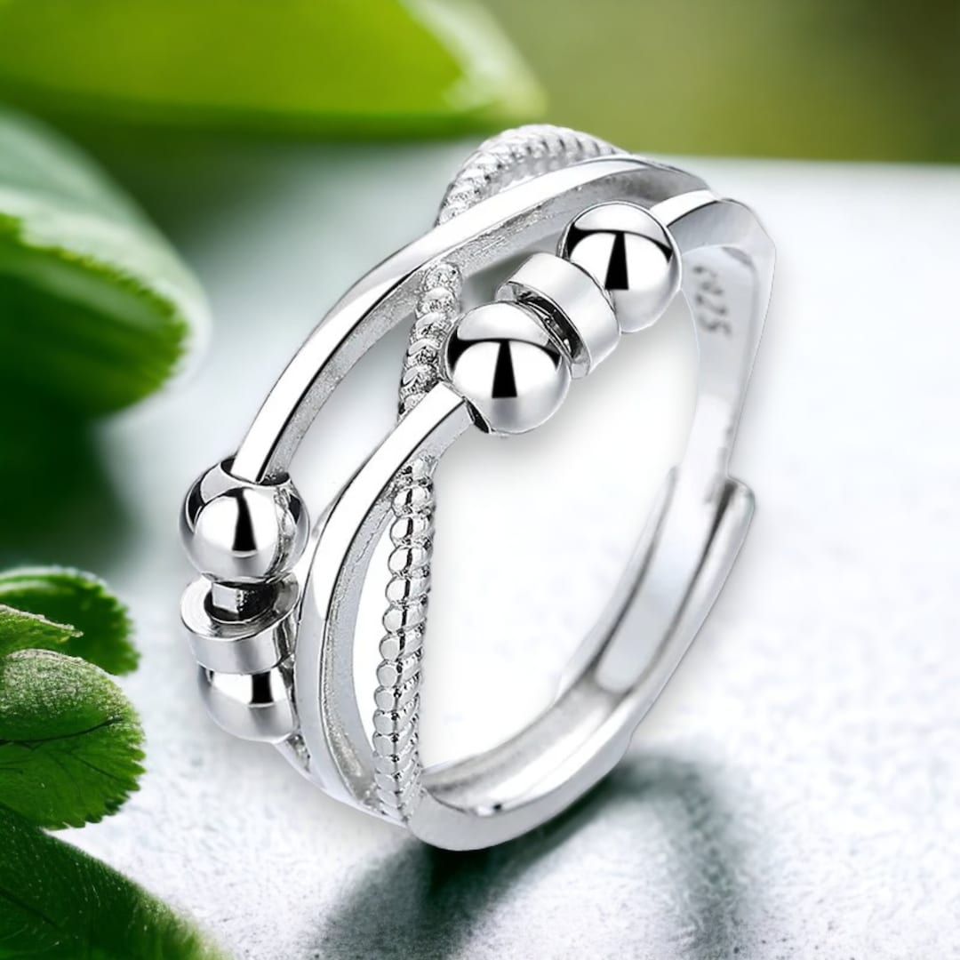 Silver Anxiety Ring ADHD Fidget Ring Adjustable Silver - Etsy