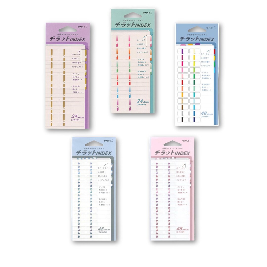 Midori Index Label (gold-blue-24colors-pink) Notebook Accessory - Etsy