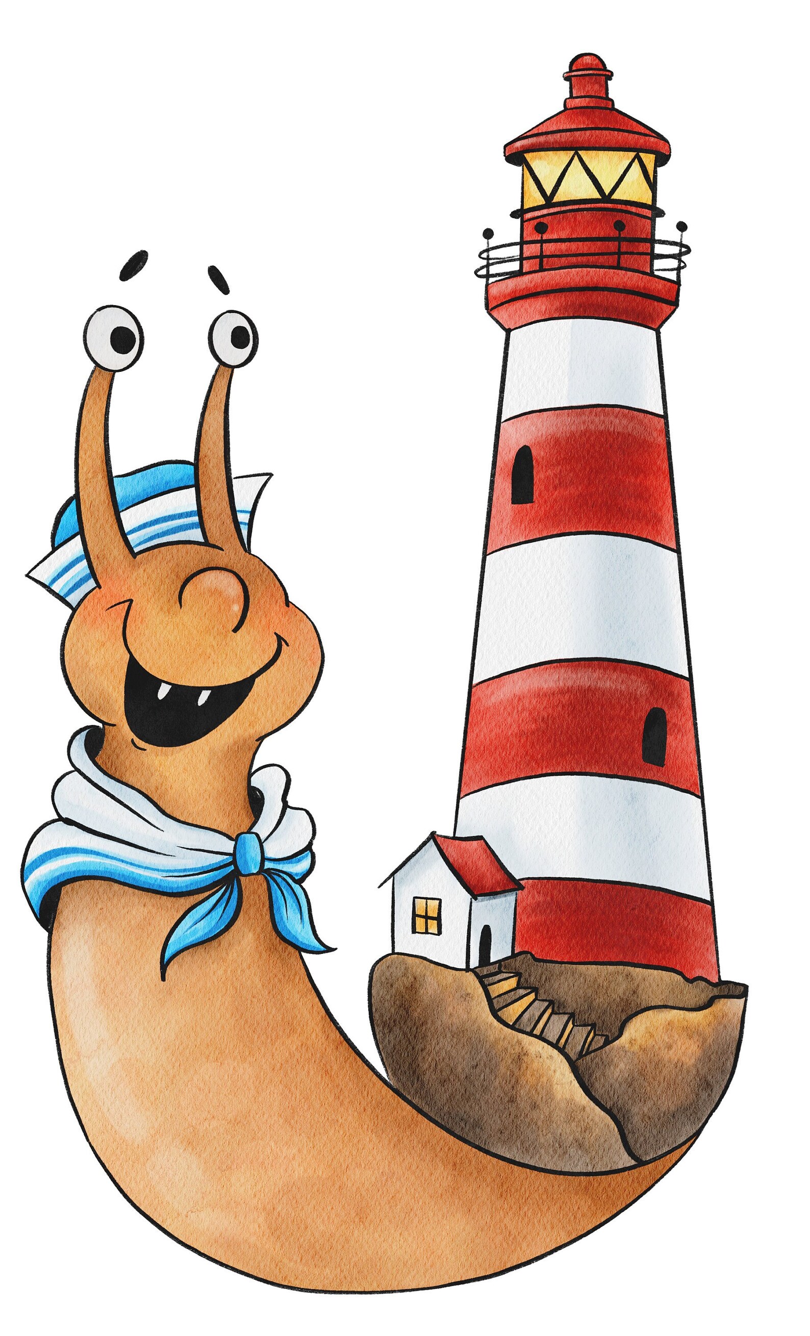 Sailor Snail and a Lighthouse. Clip Art, Scrapbooking, Digital Download ...