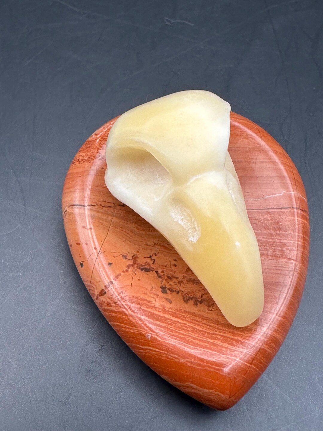 Honey Calcite Raven Skull on Red Jasper Teardrop - Etsy