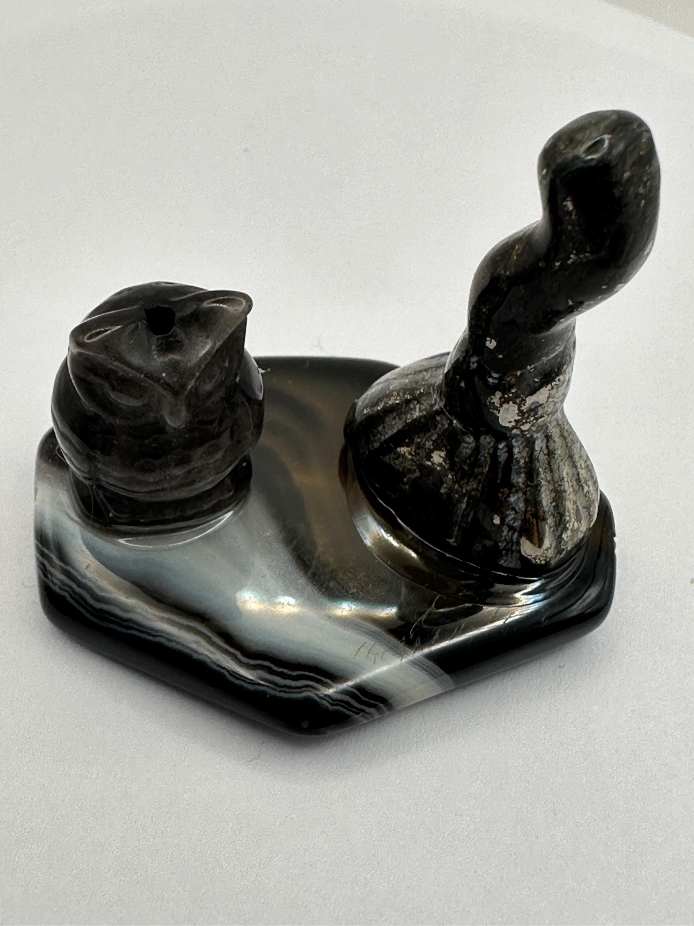 Black Obsidian Owl With a Pyrite Broom on Black Lace Agate Base Cover ...