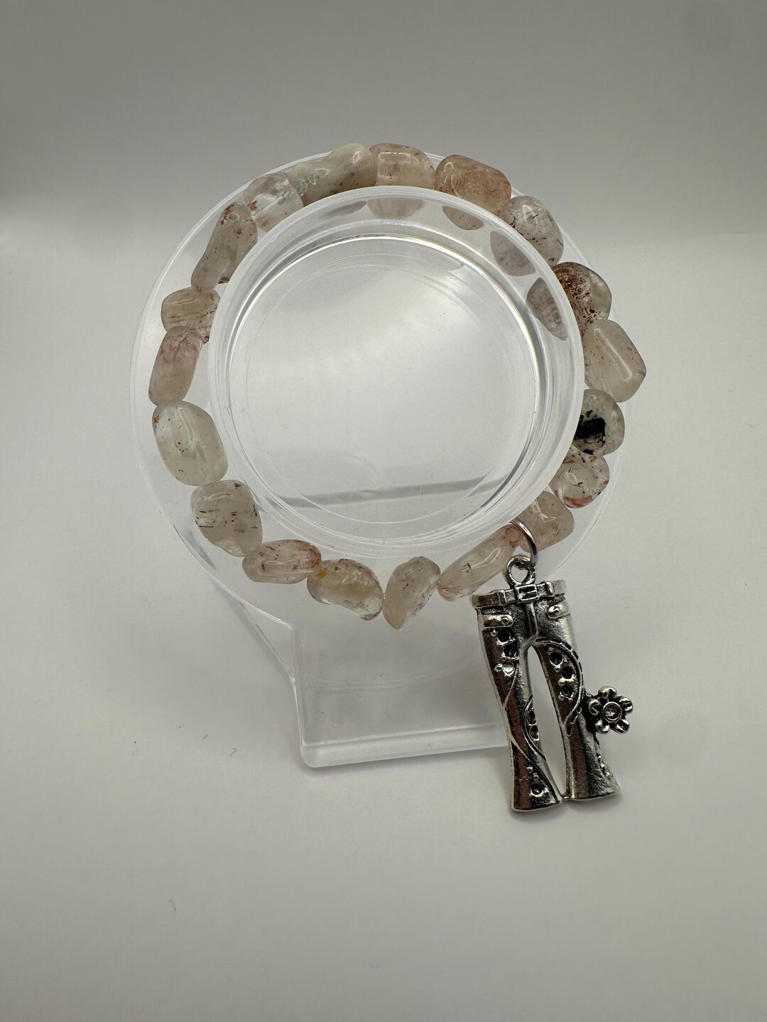 AA Grade Rare Pink Super-7 Crystal With Silver Bell Bottom Jeans Charm ...