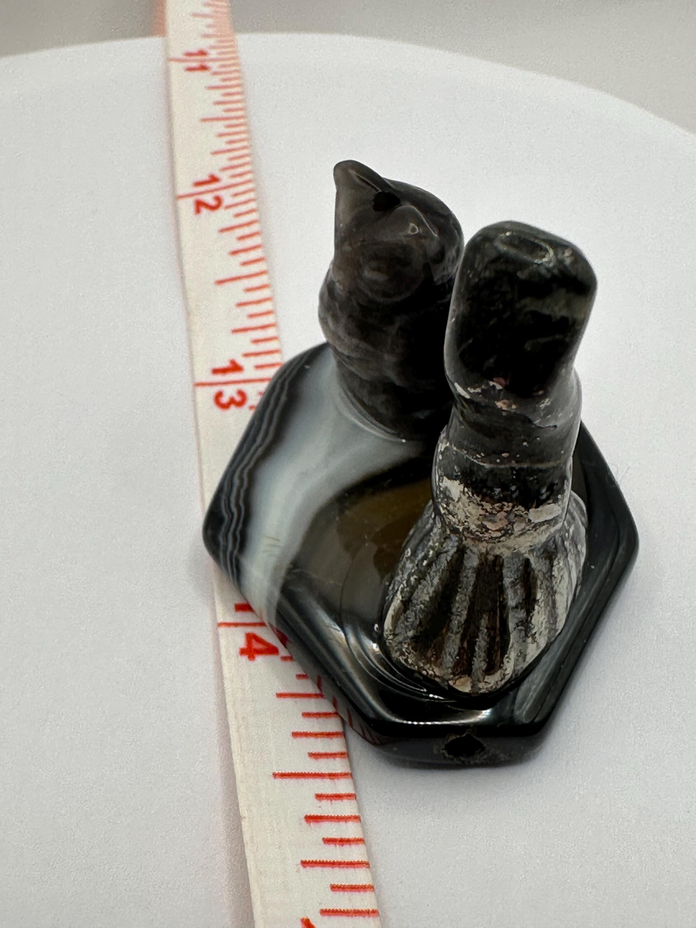 Black Obsidian Owl With a Pyrite Broom on Black Lace Agate Base Cover ...