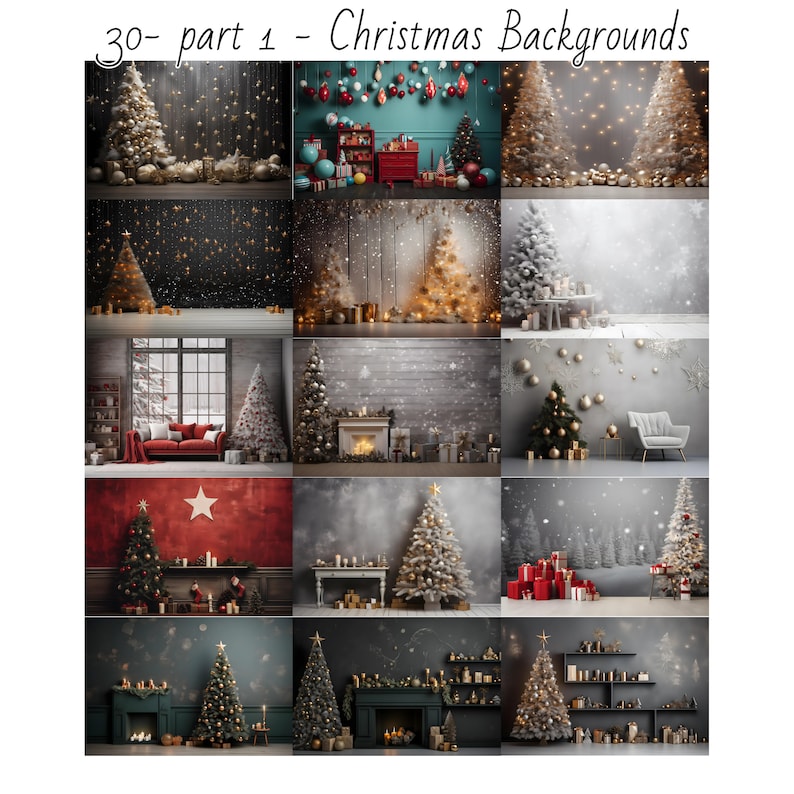 34 Christmas Backgrounds Bundle, White Christmas Background, Wood ...