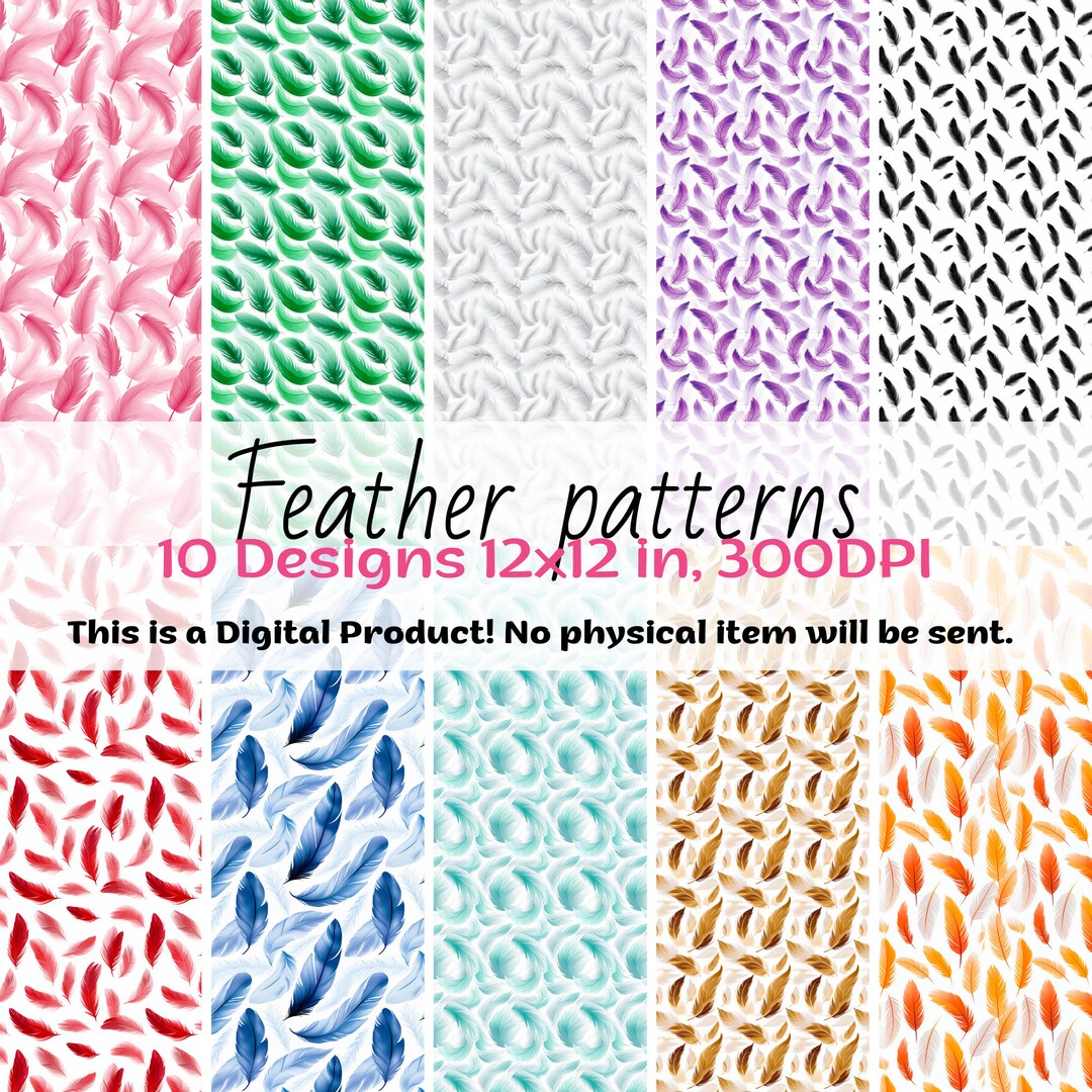 Feather Designs 10 Digital Printable Paper Patterns - Etsy