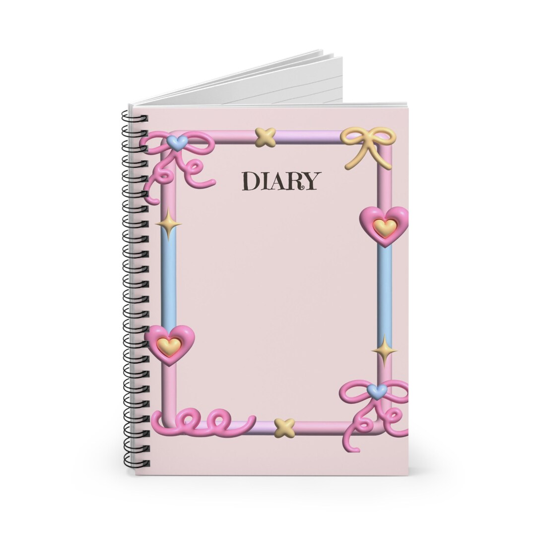 Kawaii Inspired Aesthetic Y2k Pink Diary Notebook Girly Aesthetic 6x8 ...