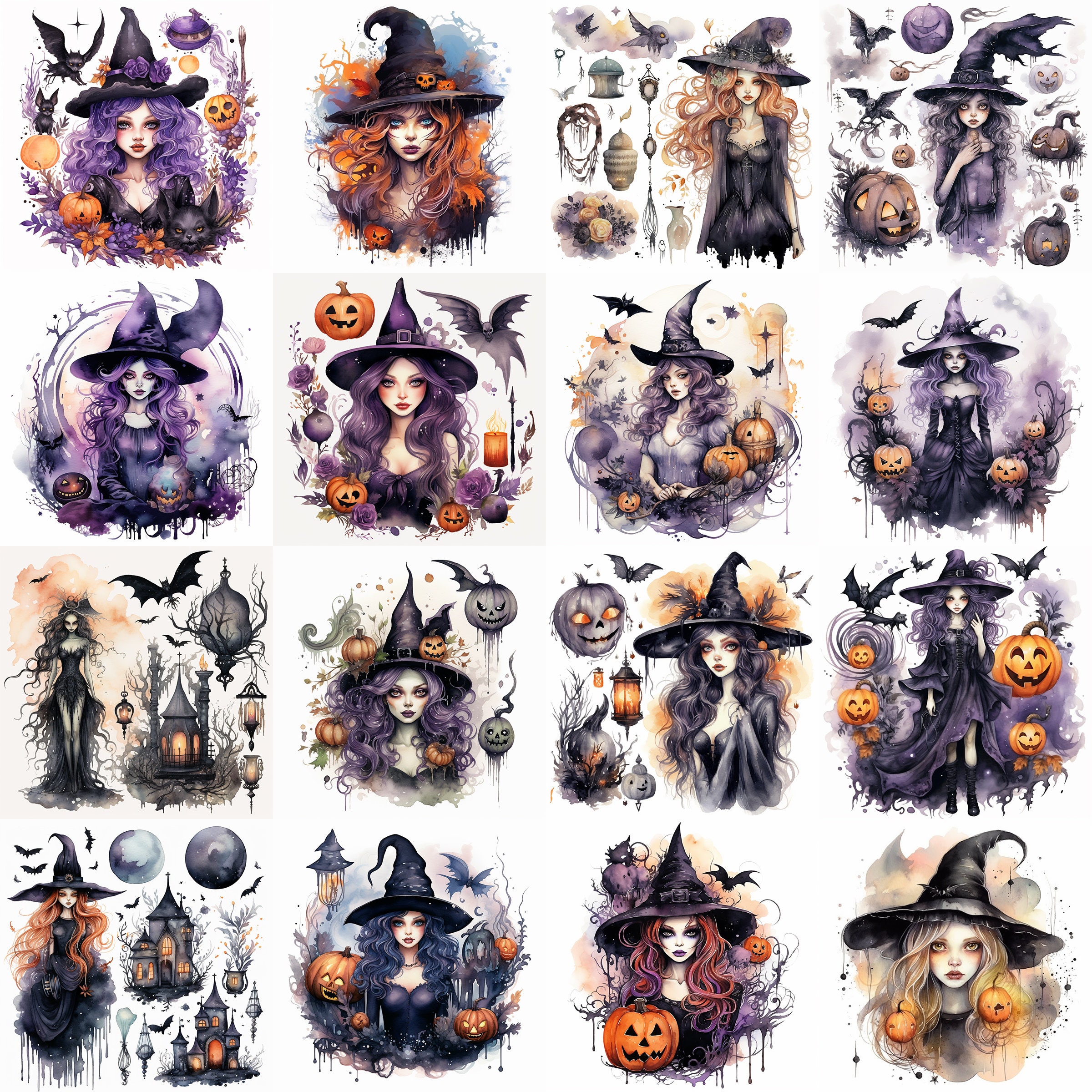 48 PNG, Halloween Clipart, Watercolor Mystical, Gothic, Magical ...
