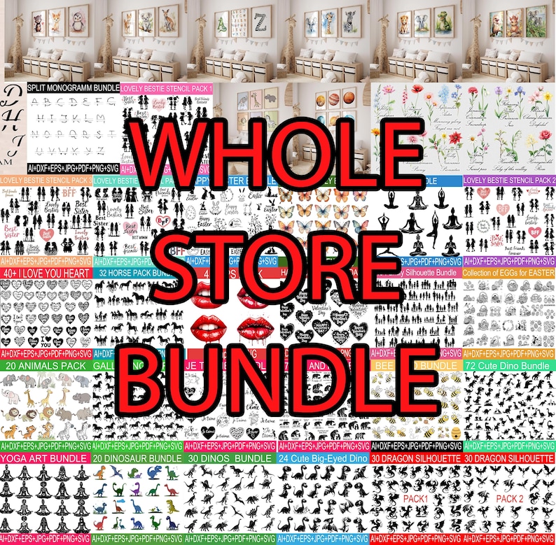 Whole Store SVG Cut Files Bundle 2025 – 1300+ Vector and Silhouettes ...