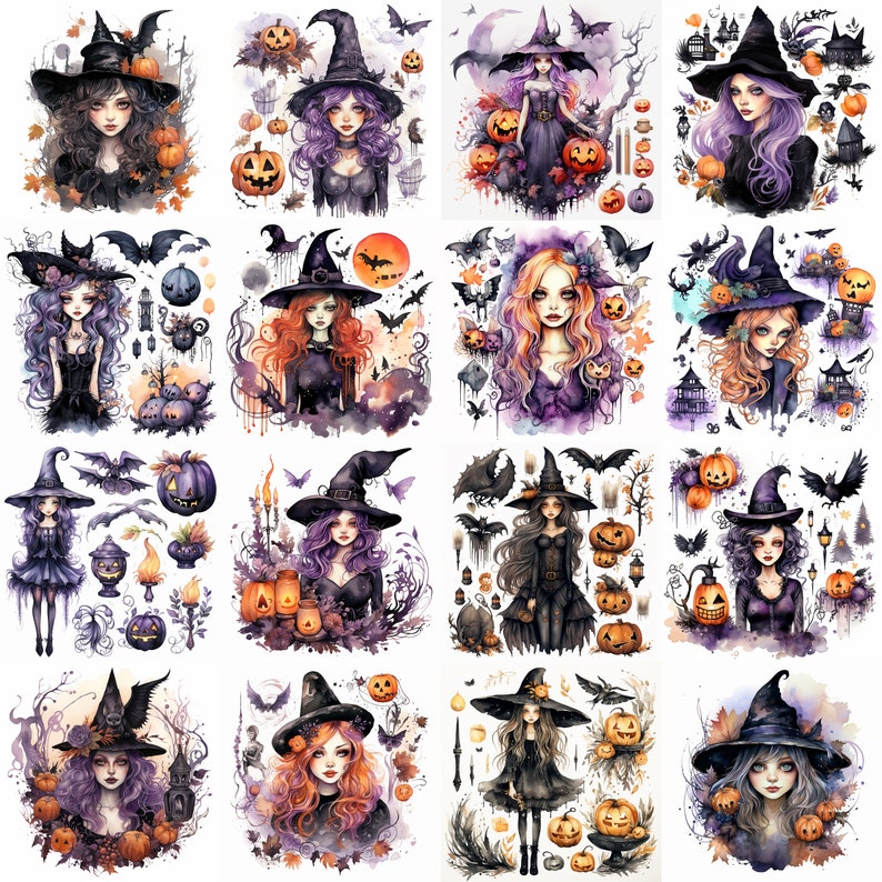 48 PNG, Halloween Clipart, Watercolor Mystical, Gothic, Magical ...