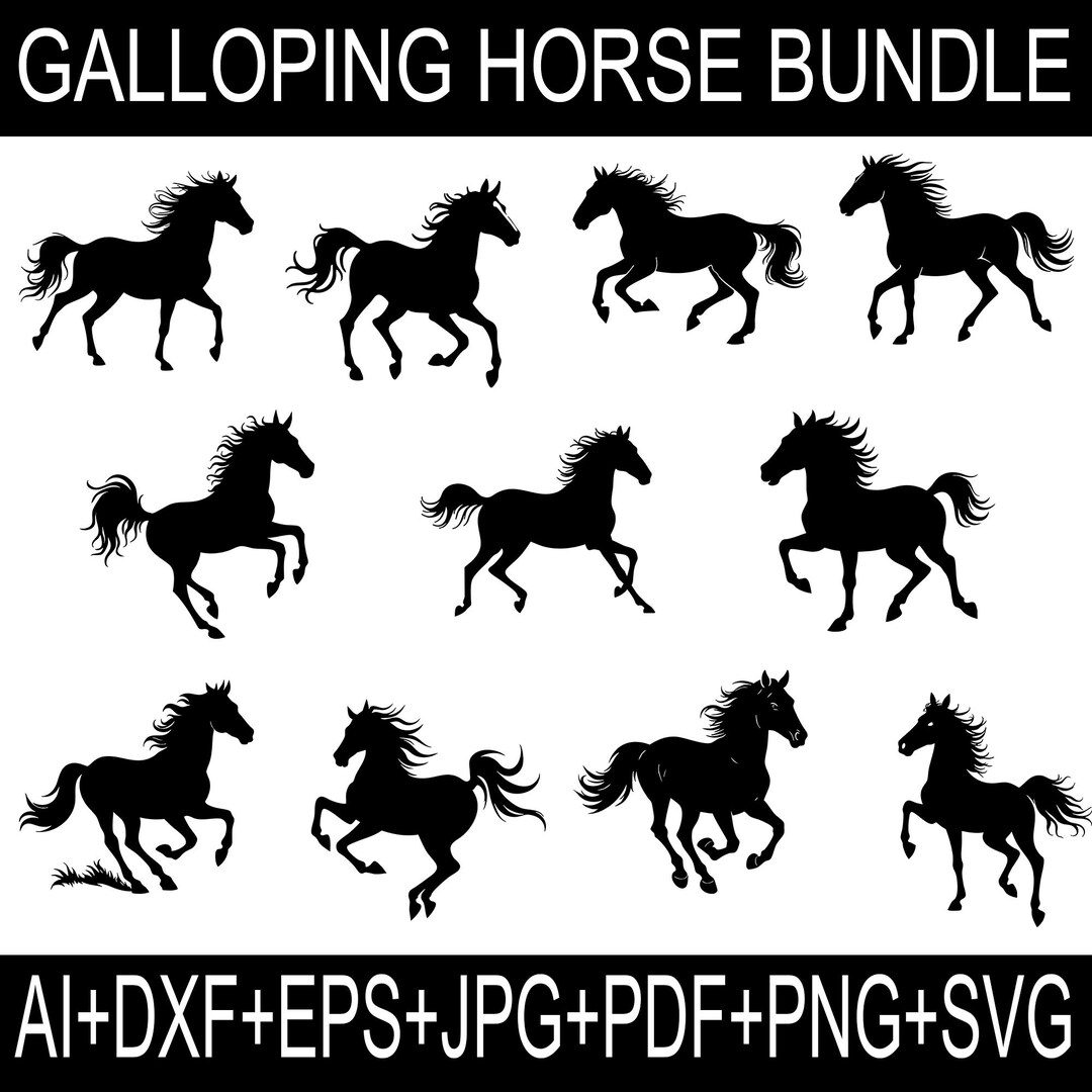 Galloping Horses Stencil Pack Digital Cutting Files in 7 Formats - Etsy