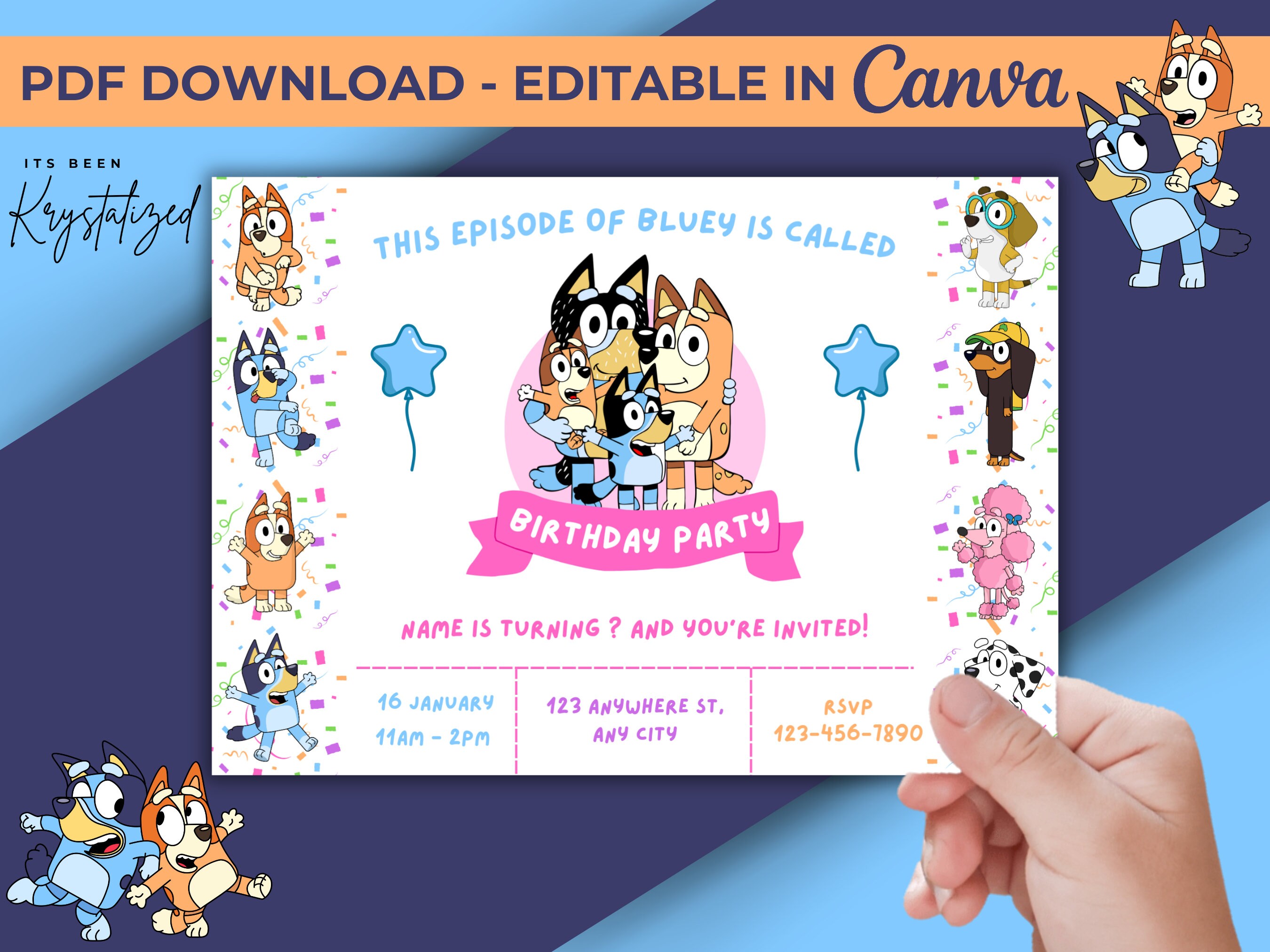 Bluey Party Invitation Bluey Birthday Party Invite Kids - Etsy