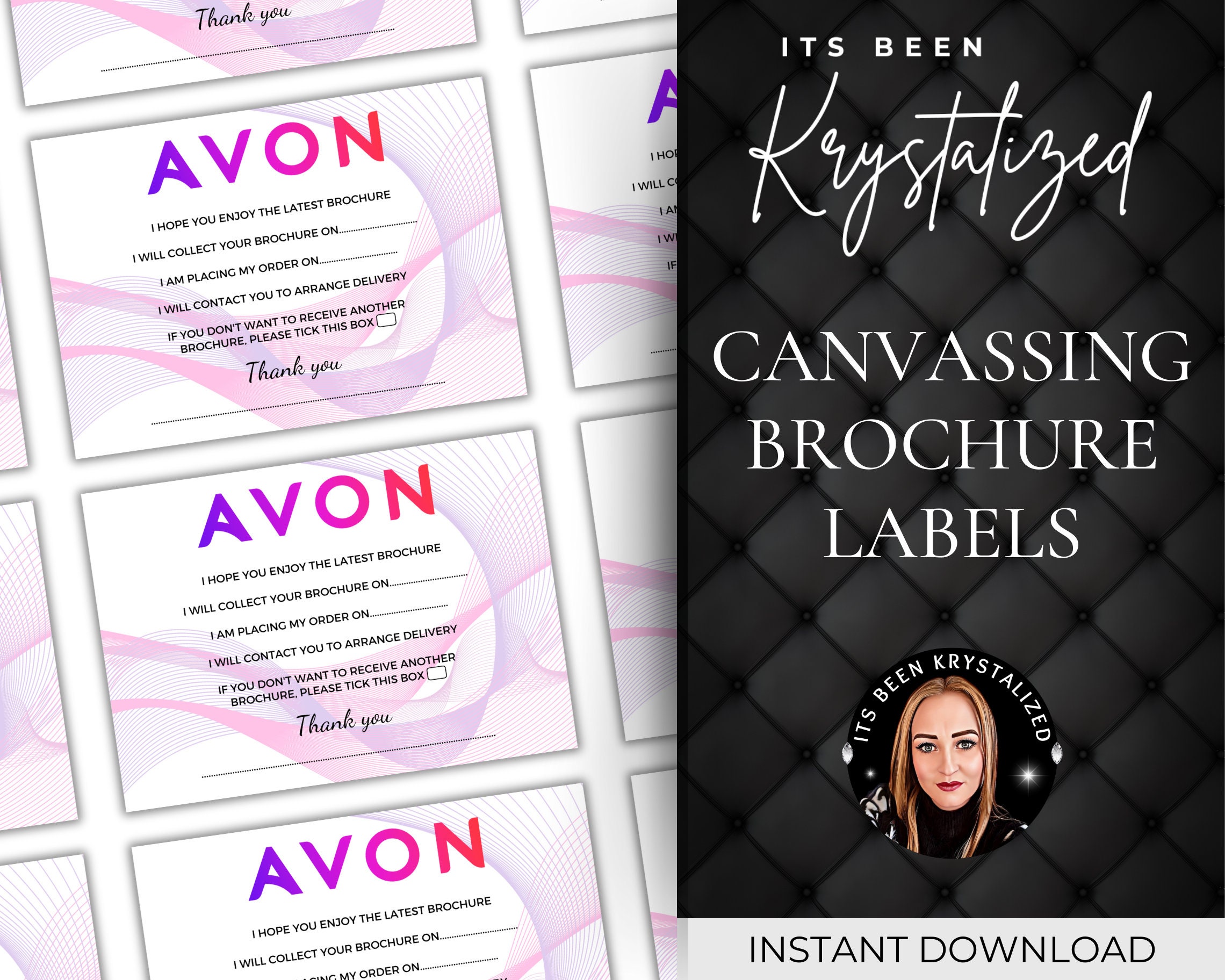 Avon Brochure Slips Avon Labels Avon Printable Avon Canvassing Cards ...