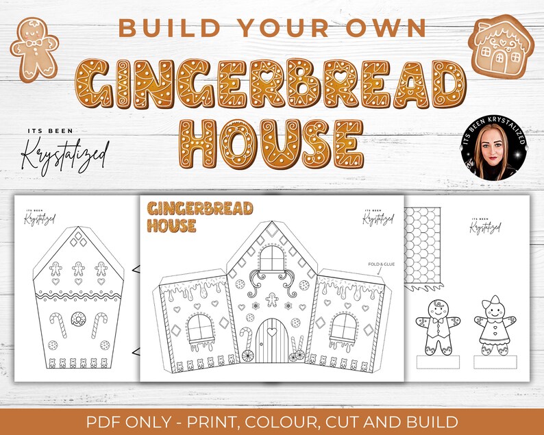Gingerbread House Printable Paper Craft & Coloring Activity for Kids ...