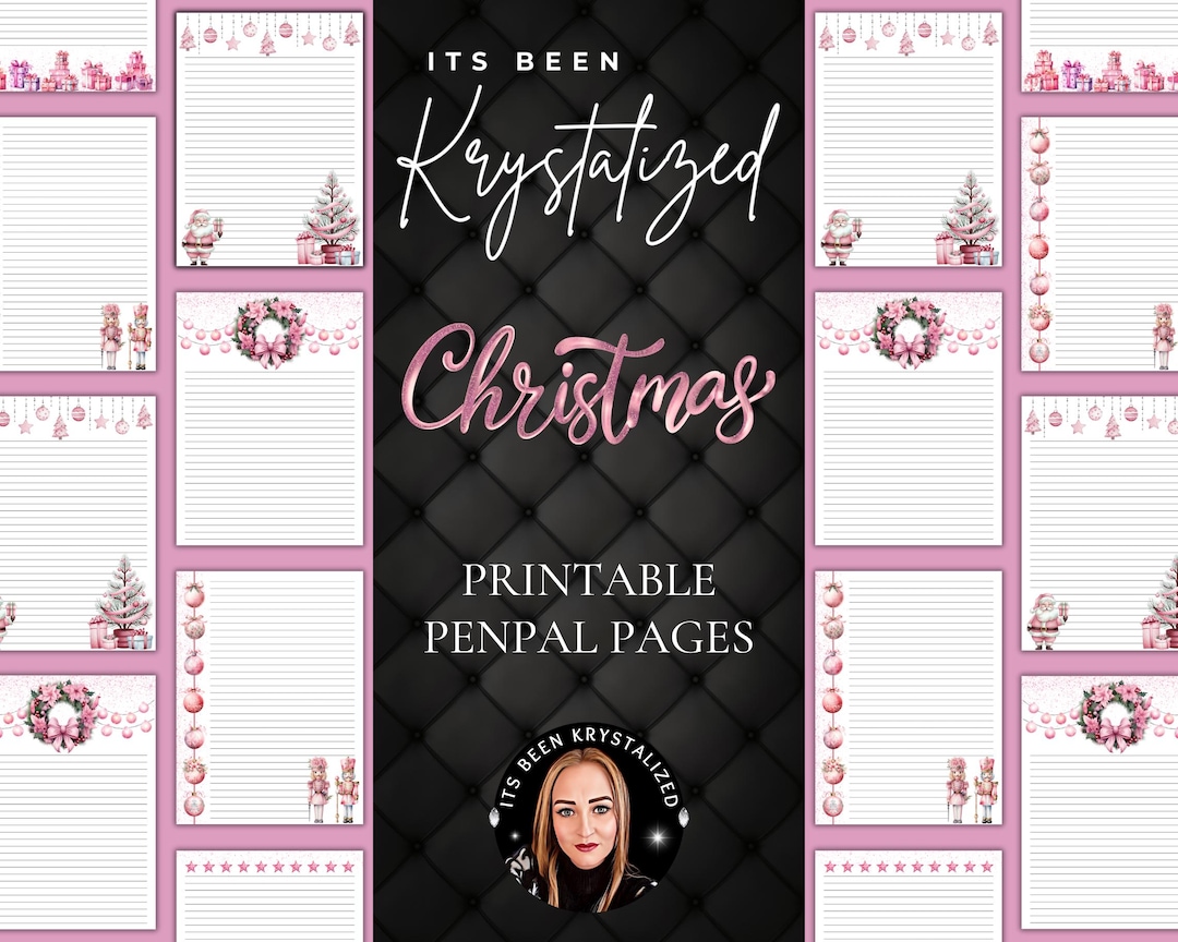 Christmas Paper Pink Christmas Penpal Paper Printable Penpal Printable ...