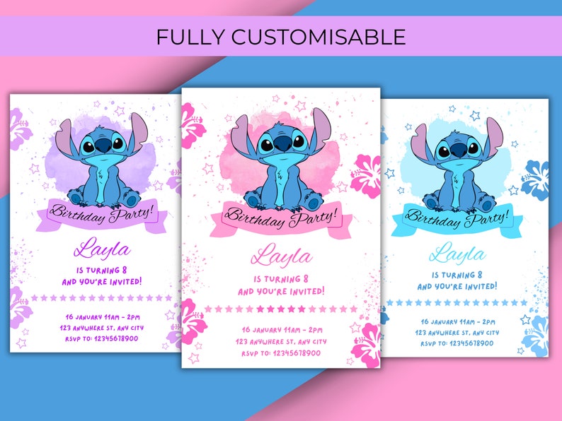 Stitch Party Invitation | Stitch Birthday | Party Invite Kids ...
