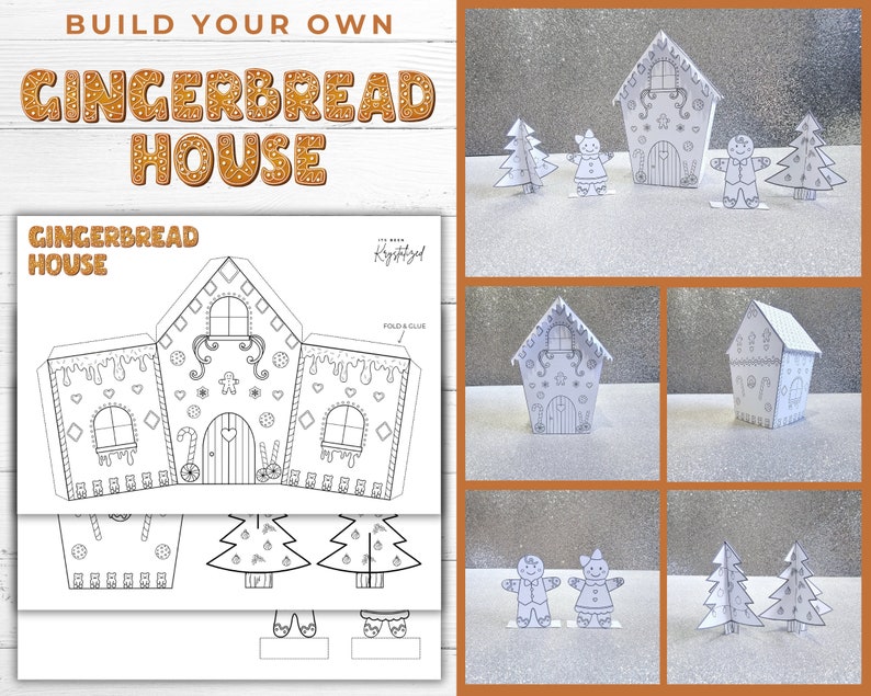 Gingerbread House Printable Paper Craft & Coloring Activity for Kids ...
