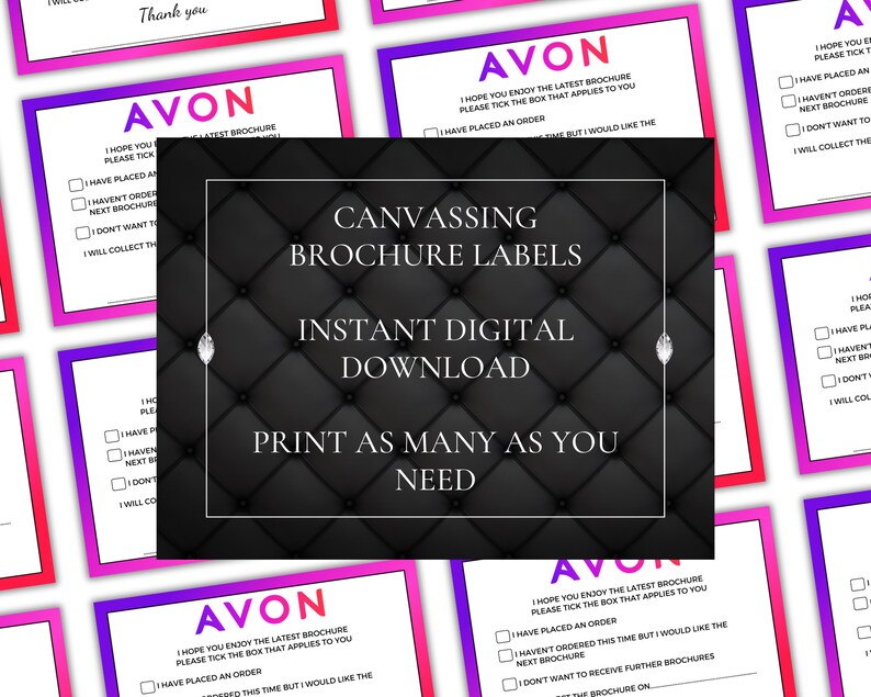 Avon Brochure Slips Avon Labels Avon Printable Avon Canvassing Cards ...
