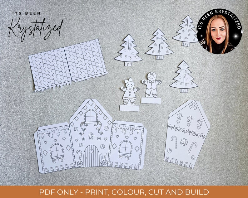 Gingerbread House Printable Paper Craft & Coloring Activity for Kids ...