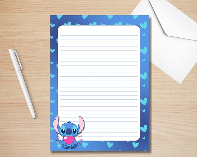 Printable Writing Paper – Stitch | Penpal Paper Printable | Lined ...