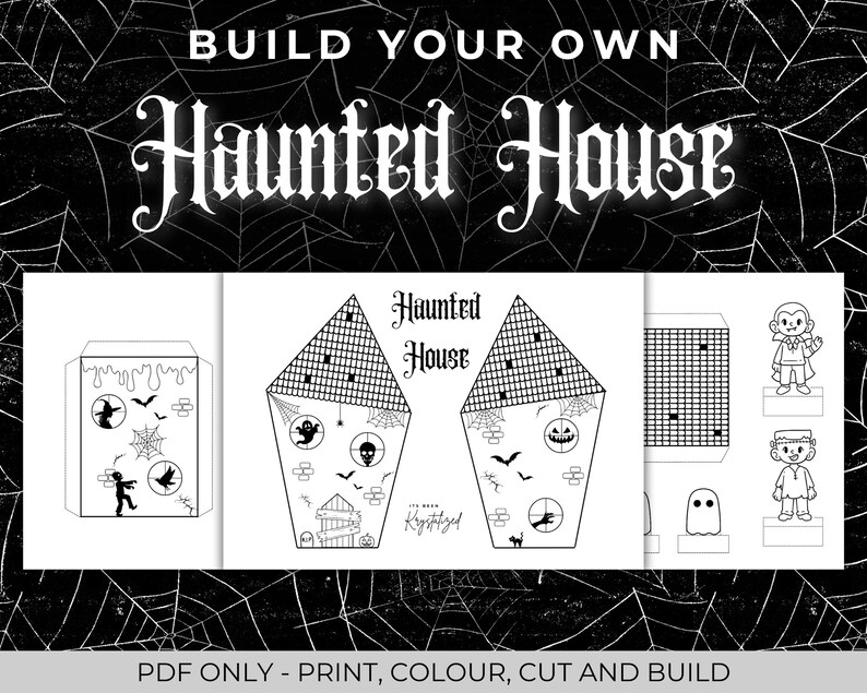 Halloween Printable, Haunted House Craft Activity, Printable Halloween ...