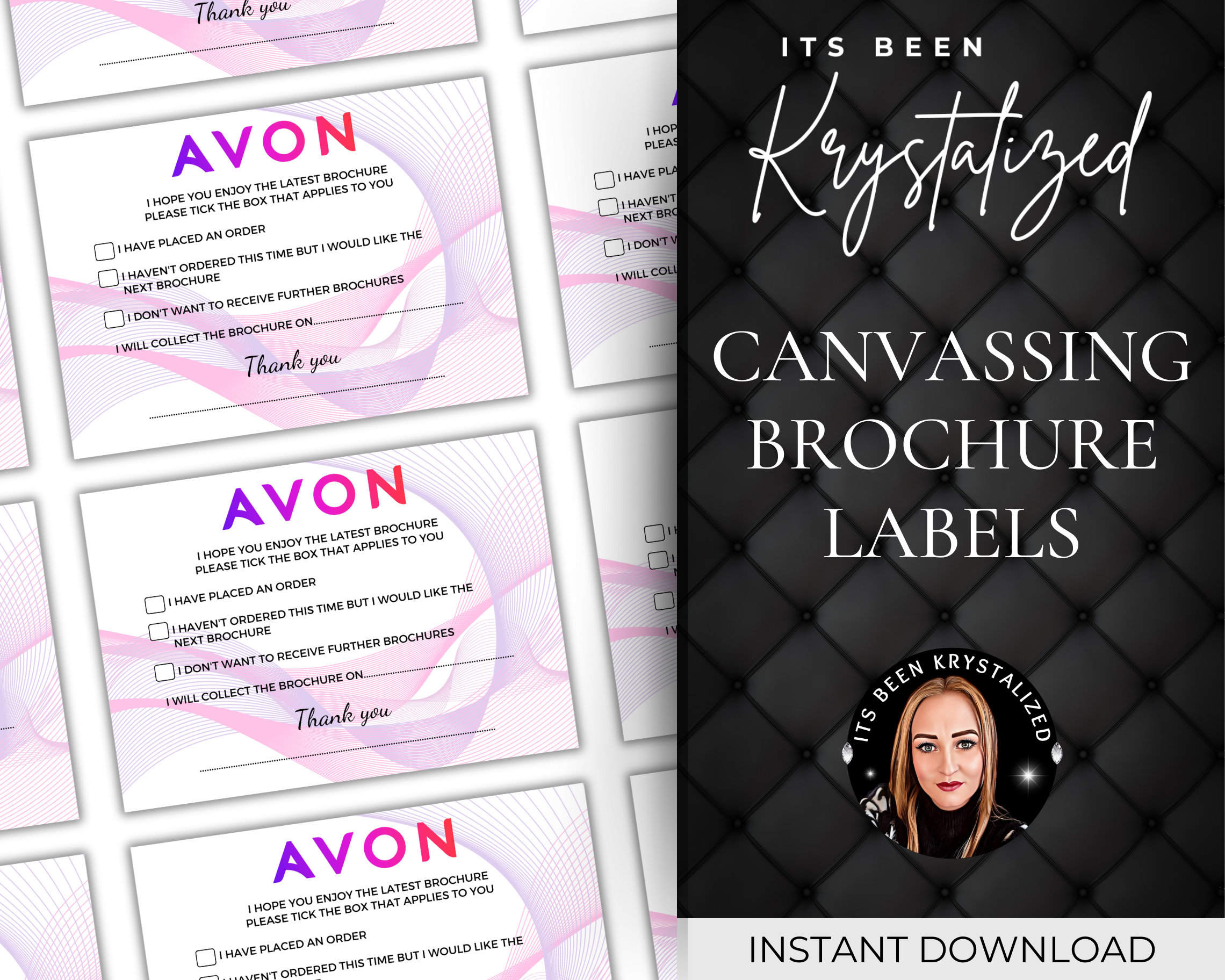 Avon Brochure Slips Avon Labels Avon Printable Avon Canvassing Cards ...