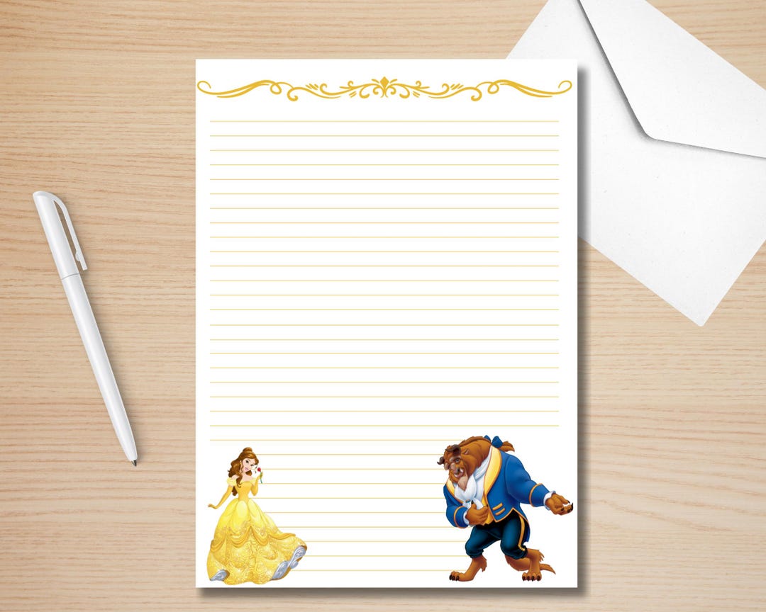 Printable Writing Paper – Beauty and the Beast | Penpal Paper Printable ...