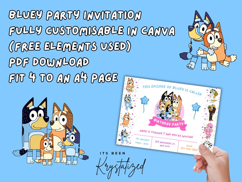 Bluey Party Invitation Bluey Birthday Party Invite Kids - Etsy