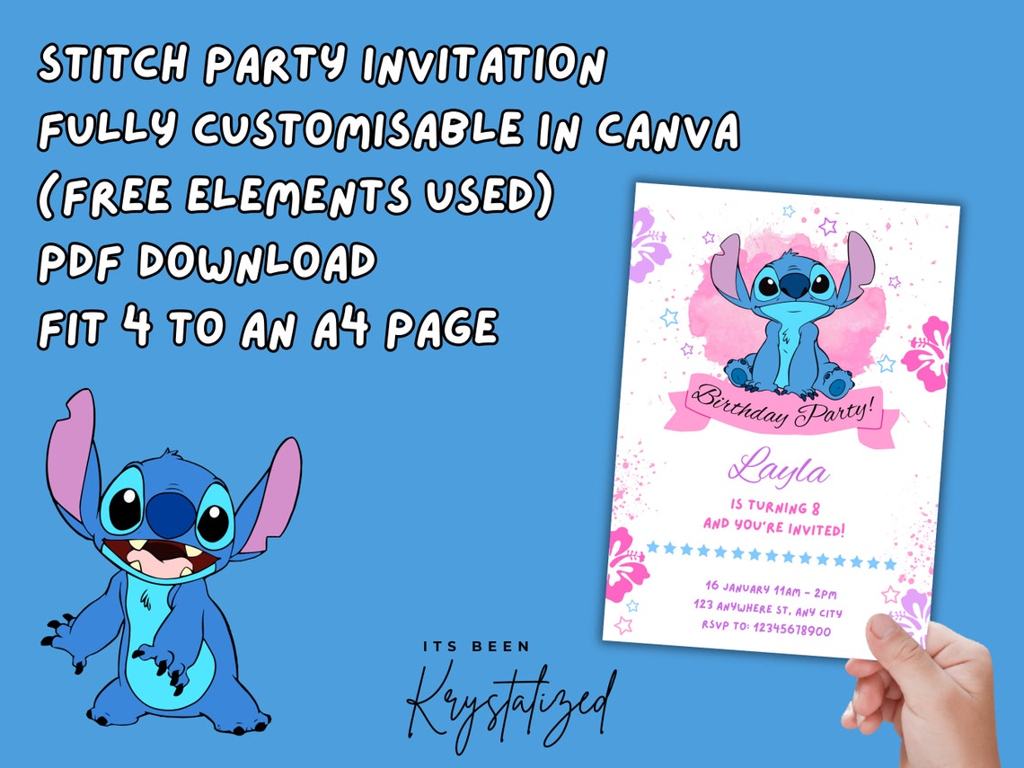 Stitch Party Invitation | Stitch Birthday | Party Invite Kids ...