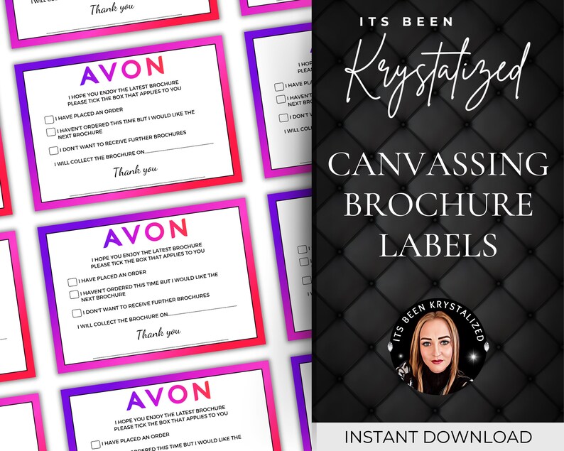 Avon Brochure Slips Avon Labels Avon Printable Avon Canvassing Cards ...