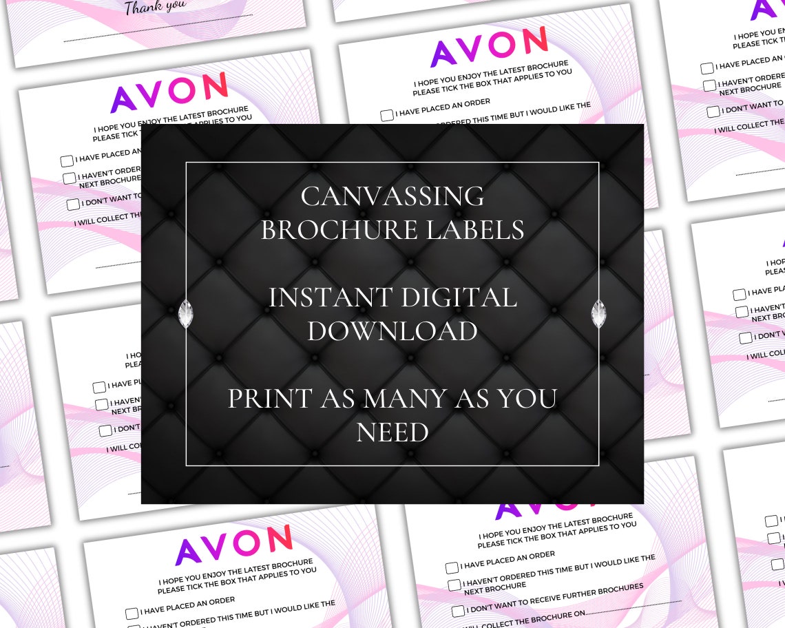 Avon Brochure Slips Avon Labels Avon Printable Avon Canvassing Cards ...