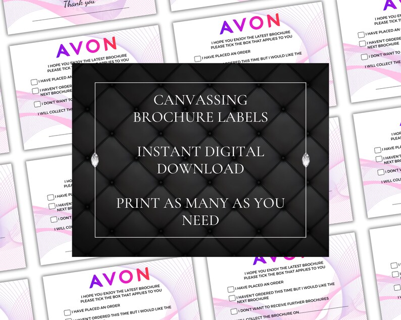 Avon Brochure Slips Avon Labels Avon Printable Avon Canvassing Cards ...