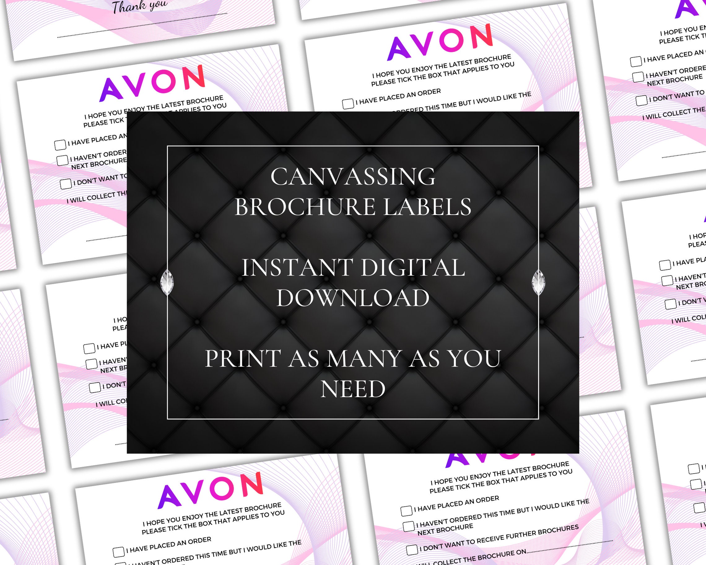 Avon Brochure Slips Avon Labels Avon Printable Avon Canvassing Cards ...