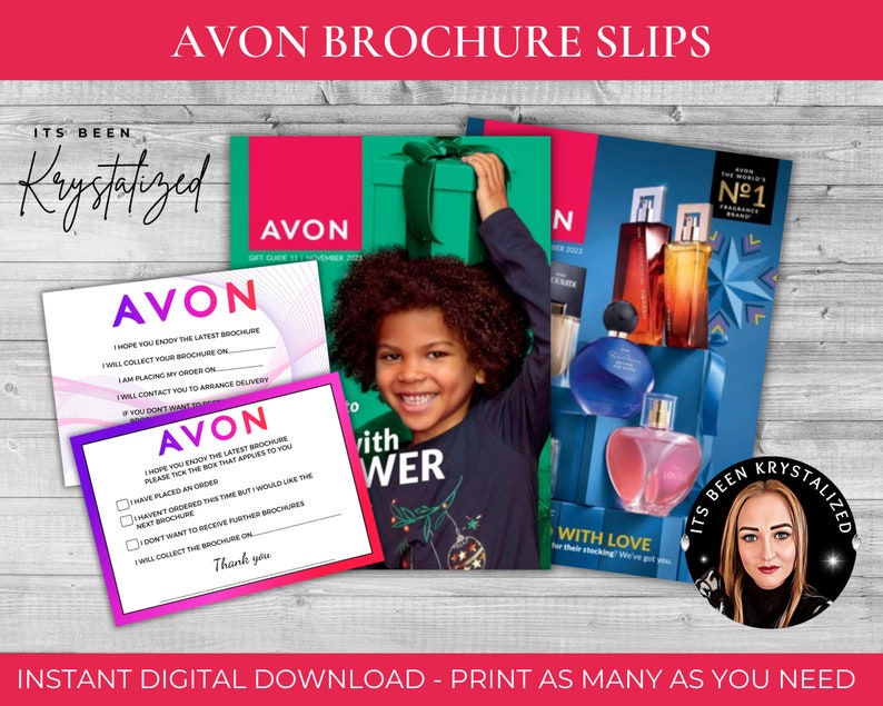 Avon Brochure Slips Avon Labels Avon Printable Avon Canvassing Cards ...