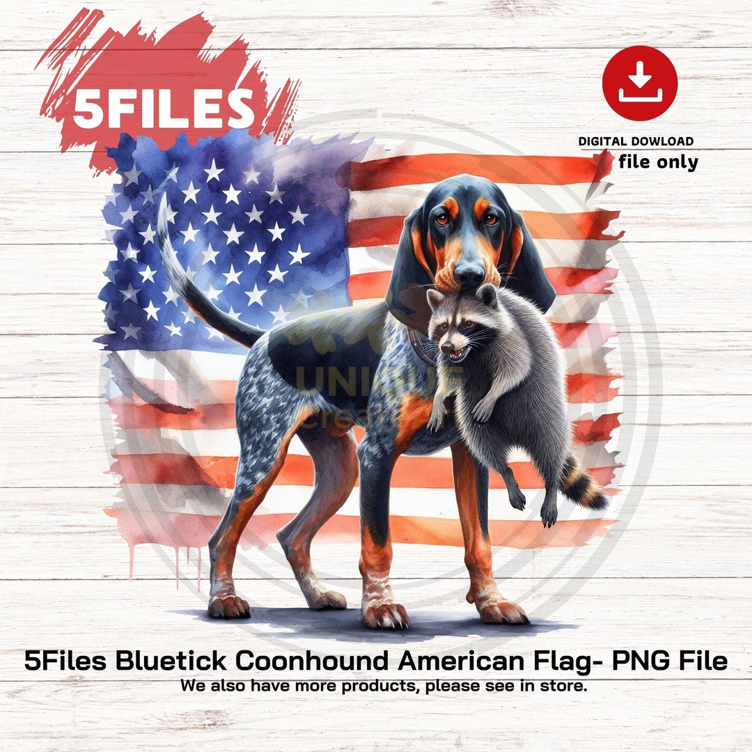 Coon Hunting American Flag Png, Bluetick Coonhound Png, Coon Hunting ...
