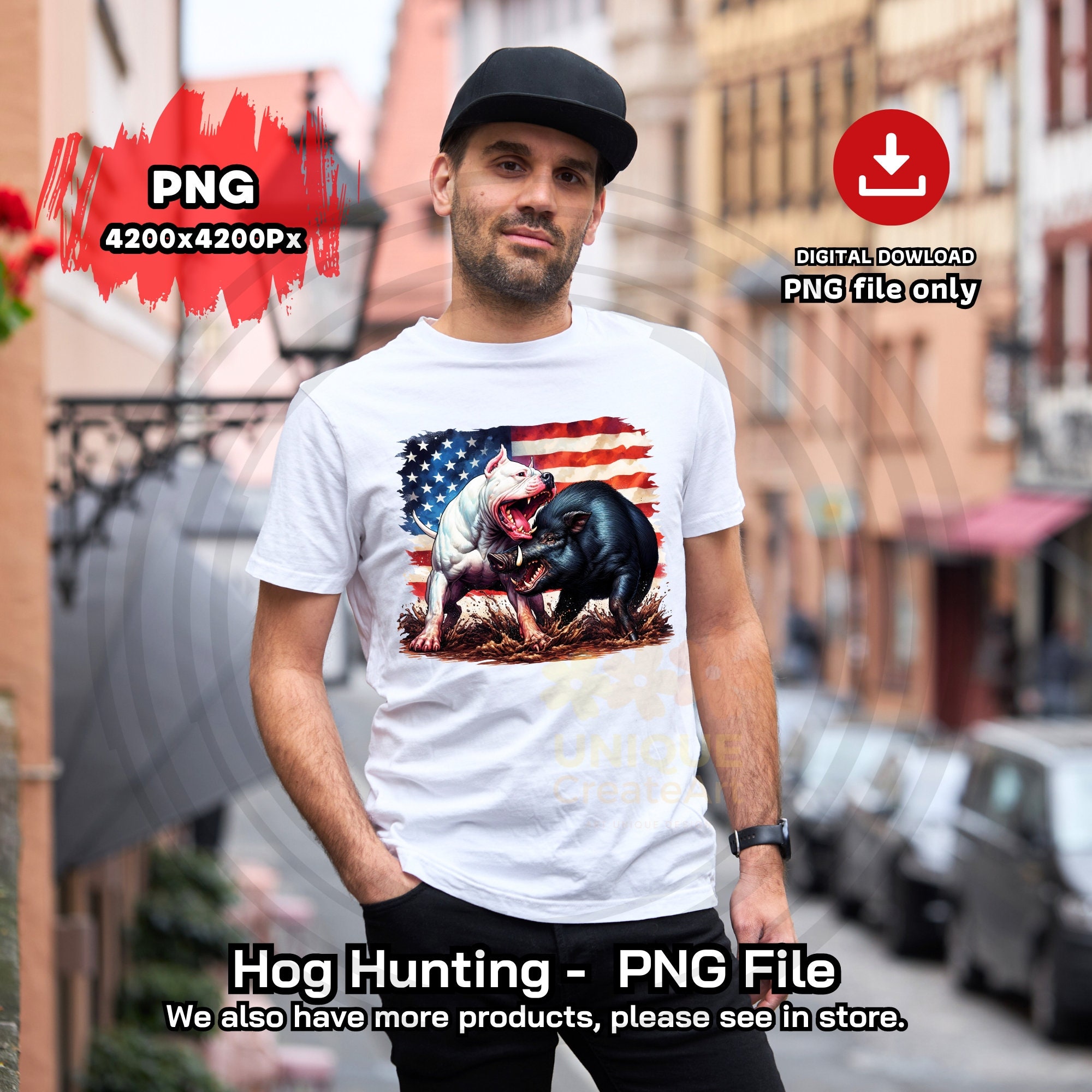 Hog Hunting American Flag PNG: Wild Boar & Dog (digital Download) - Etsy