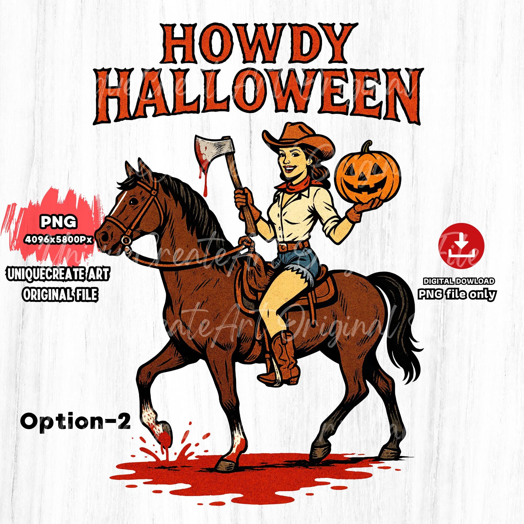 Howdy Halloween Cowgirl PNG: Spooky Western Clipart (digital Download ...